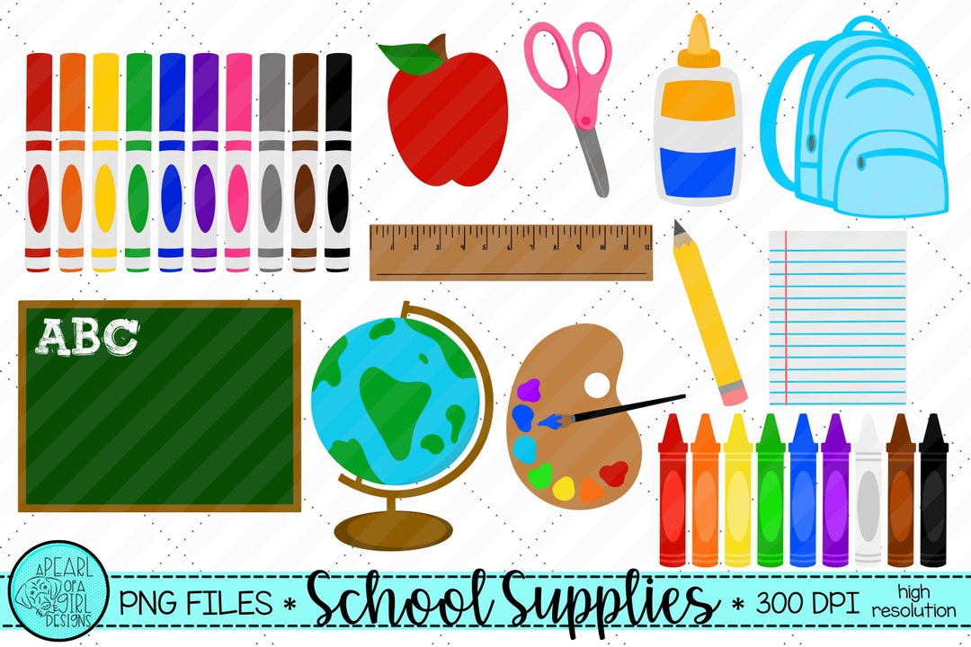 Back to School Clipart Set, School Supplies Clipart, Teacher Clipart ...