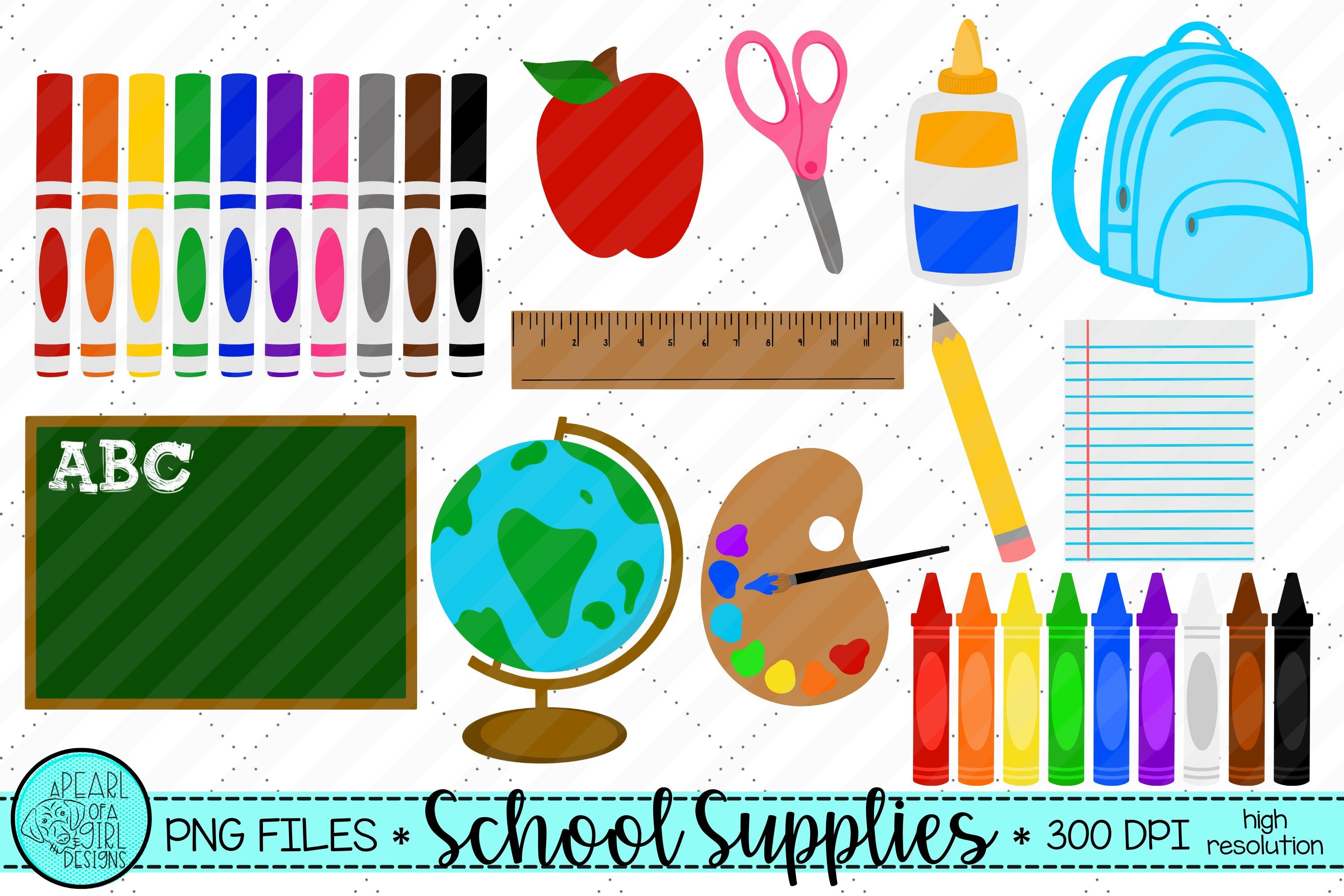 Back to School Clipart Set, School Supplies Clipart, Teacher Clipart ...