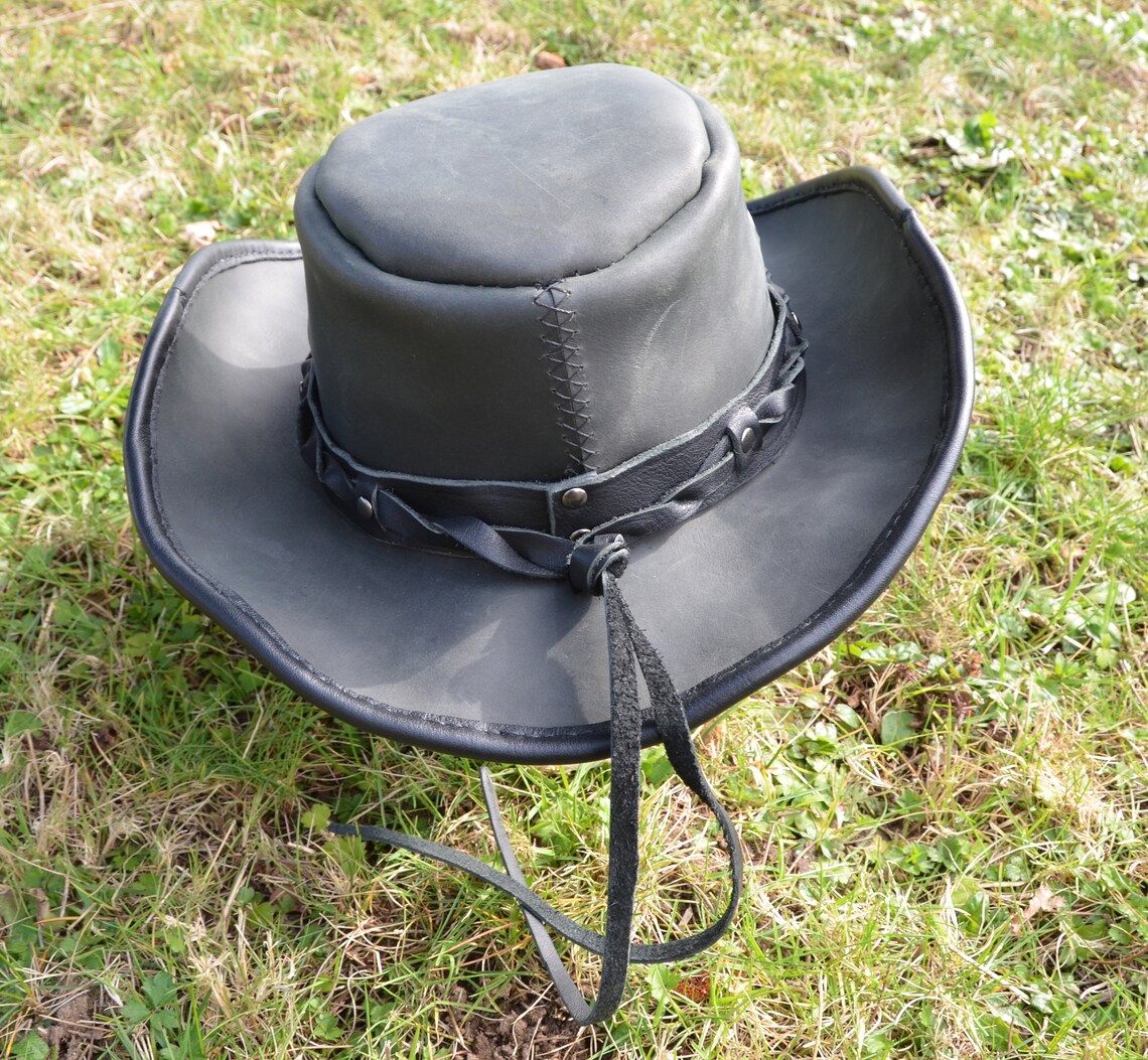 Handmade Utility Leather Rocker Western/cowboy Hat With Studded/braided ...