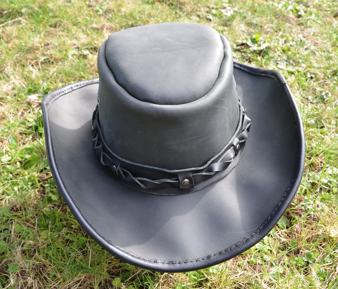 Handmade Utility Leather Rocker Western/cowboy Hat With Studded/braided ...