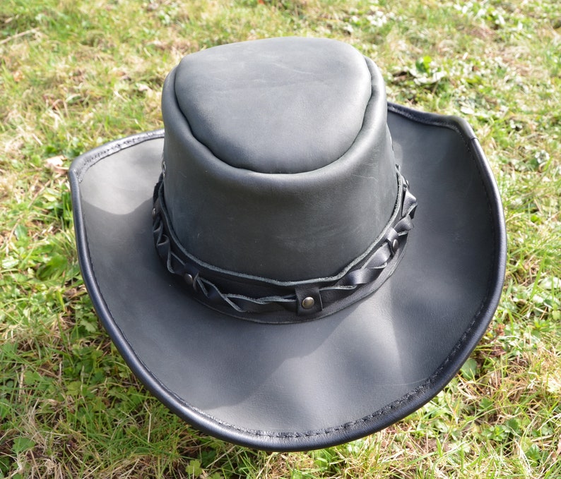 Handmade Utility Leather Rocker Western/cowboy Hat With Studded/braided ...