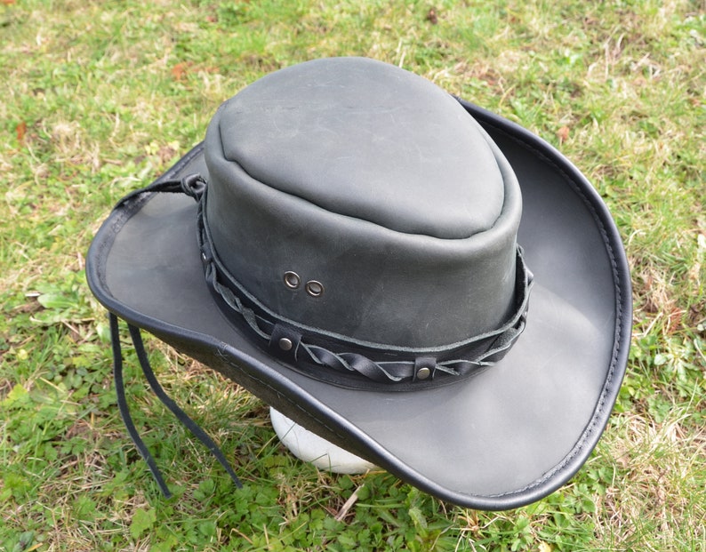 Handmade Utility Leather Rocker Western/cowboy Hat With Studded/braided ...