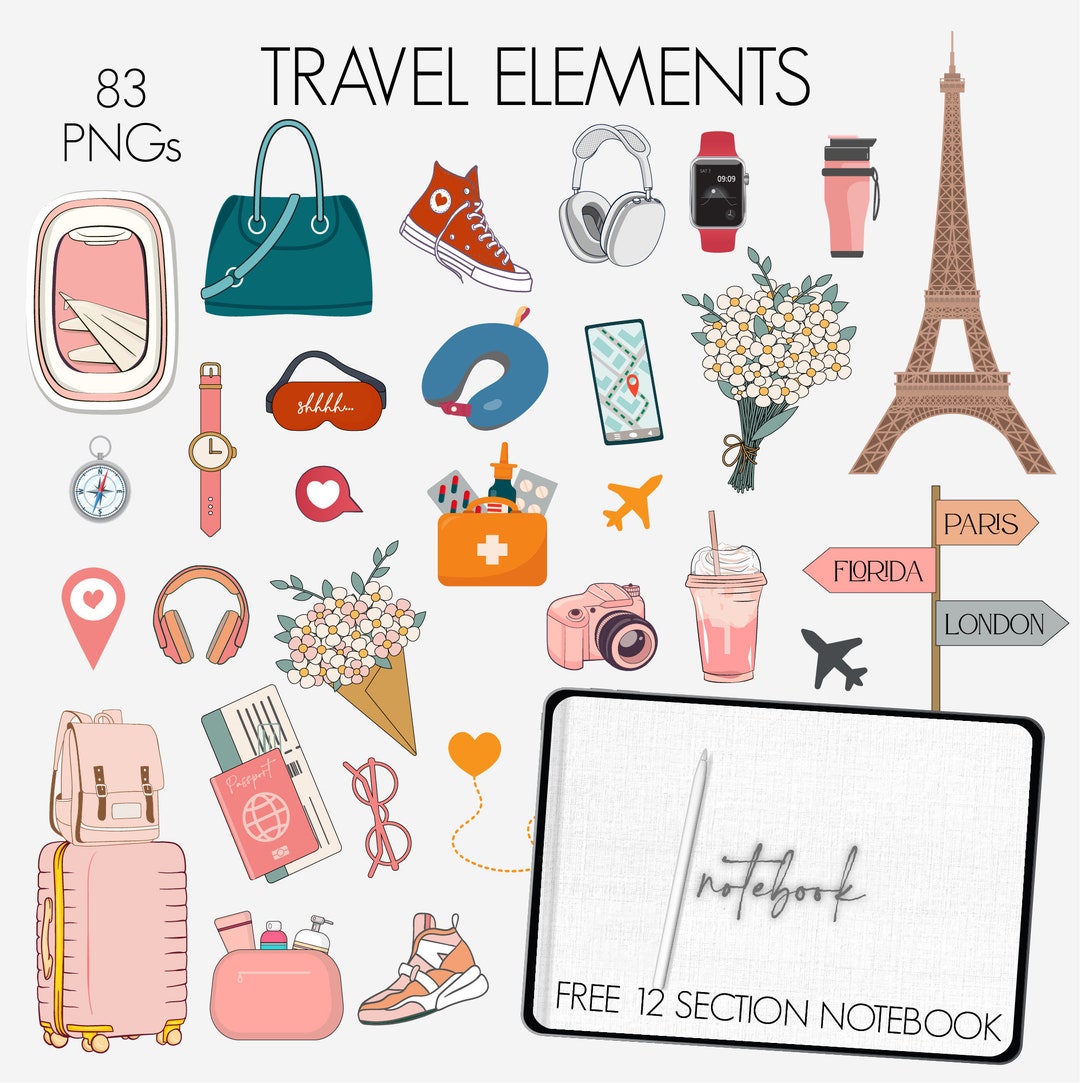 Travel Elements | Digital for Goodnotes, Notability Etc | 83 Pngs - Etsy