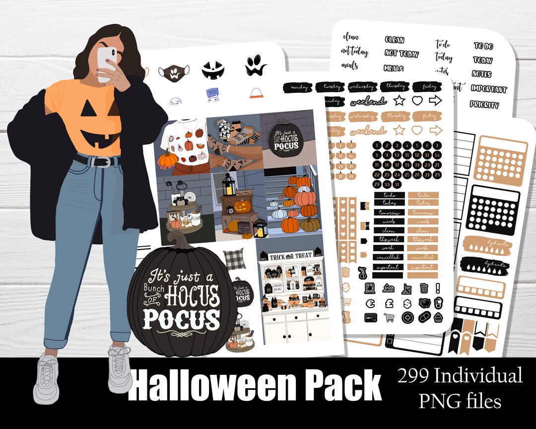 Halloween Kit | Digital Stickers | Digital Journal and Planner Stickers ...