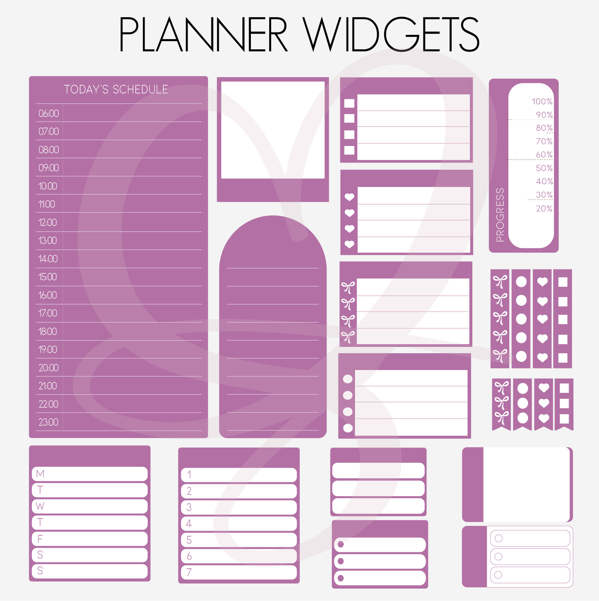 Planner Widgets and Icons | the Purple One | Digital for Goodnotes ...