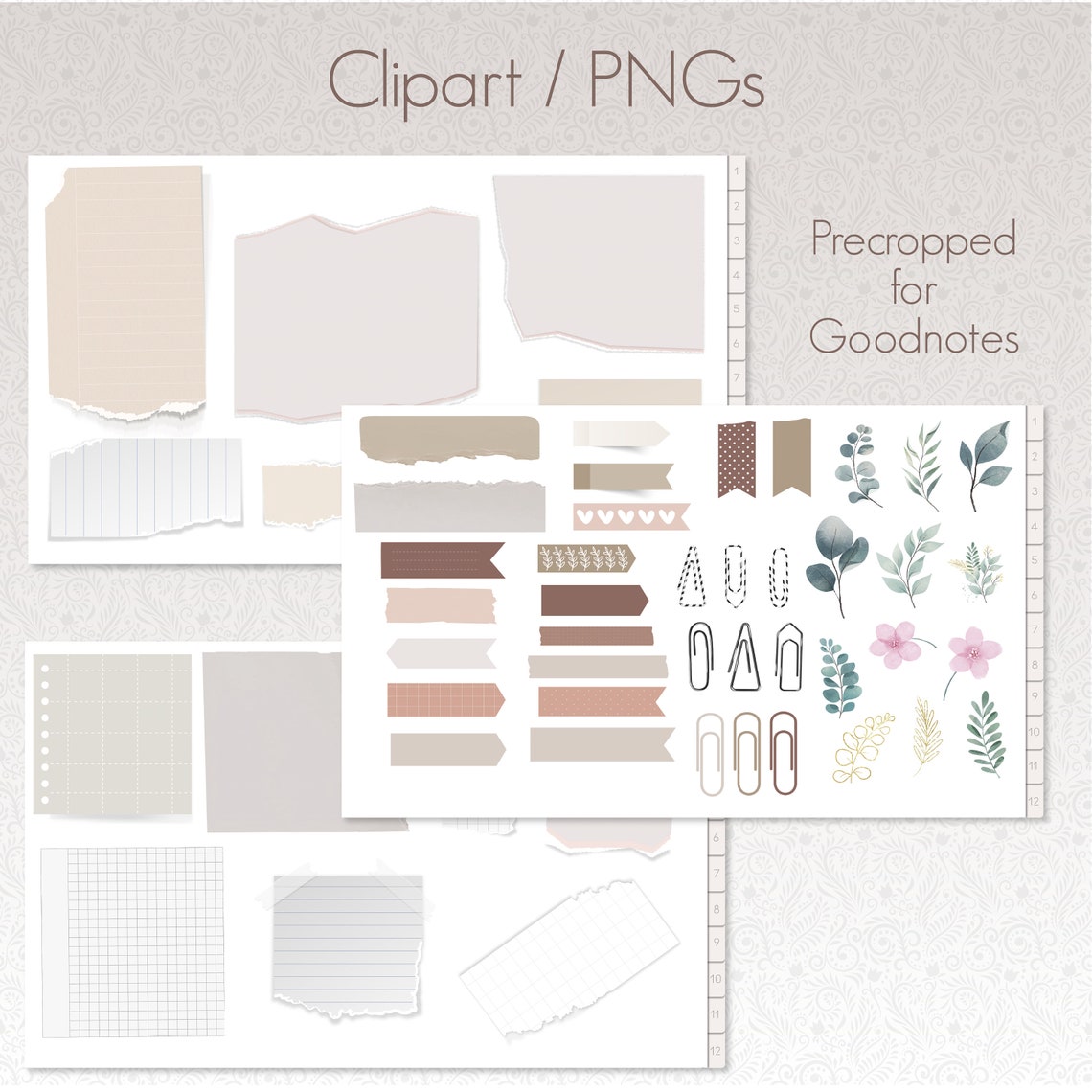 Torn Paper and Elements Digital for Goodnotes Notability - Etsy