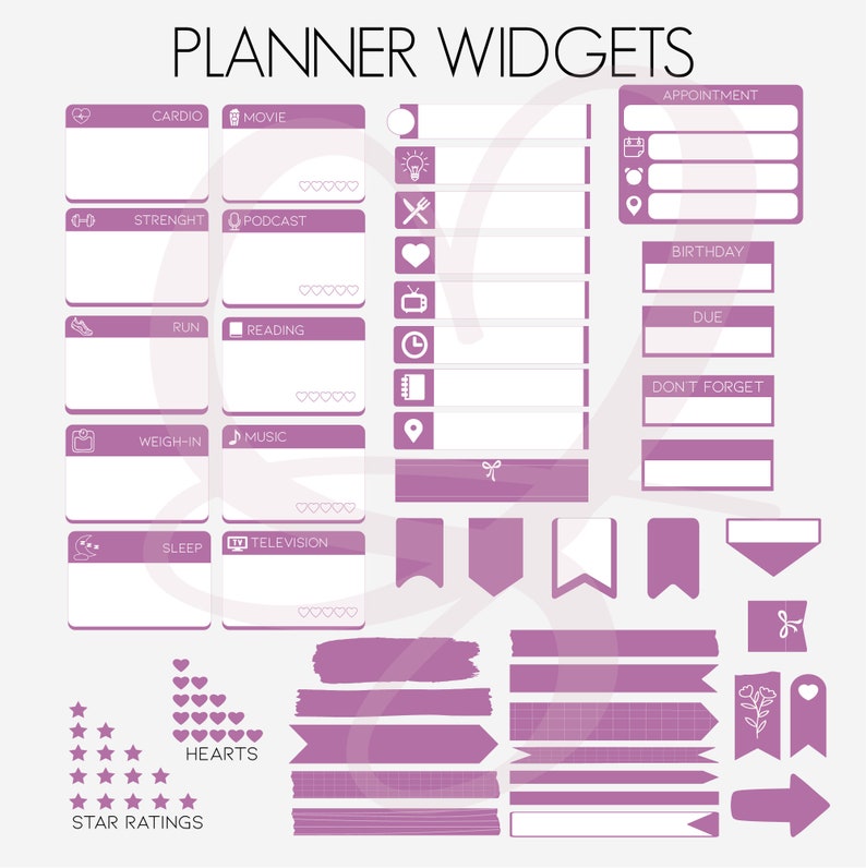 Planner Widgets and Icons | the Purple One | Digital for Goodnotes ...