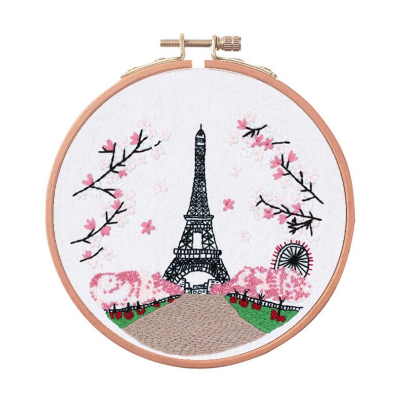 Eiffel Tower Embroidery Craft Kit With a Beautiful Floral | Etsy