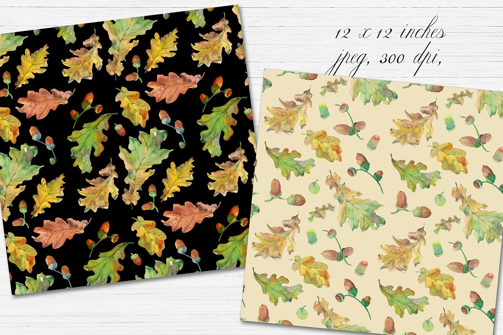 Watercolor Autumn Leaves Digital Paper Pack/ Seamless Patterns With Oak ...
