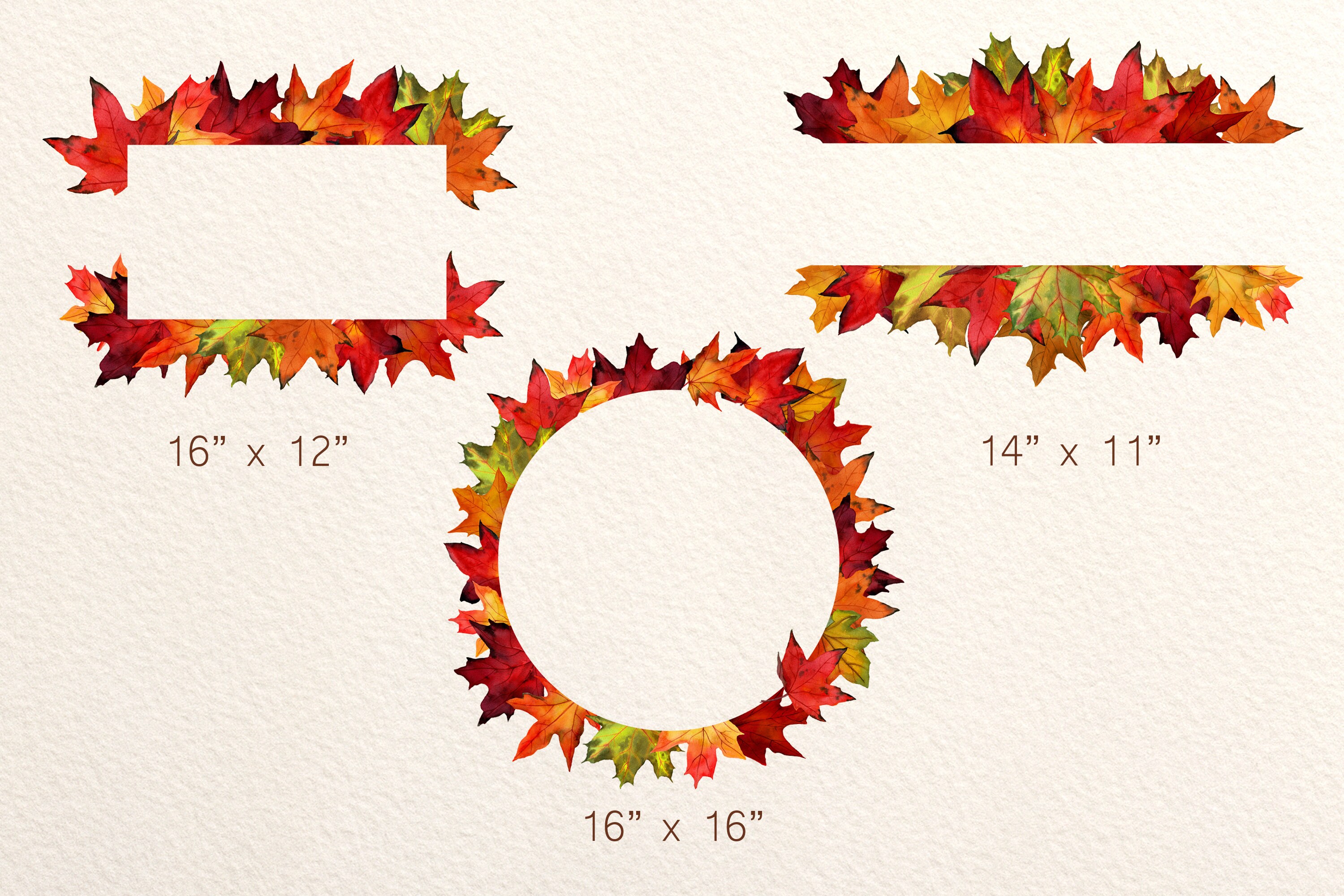 Watercolor Autumn Maple Foliage Clipart/ Digital Download Frames / Fall ...