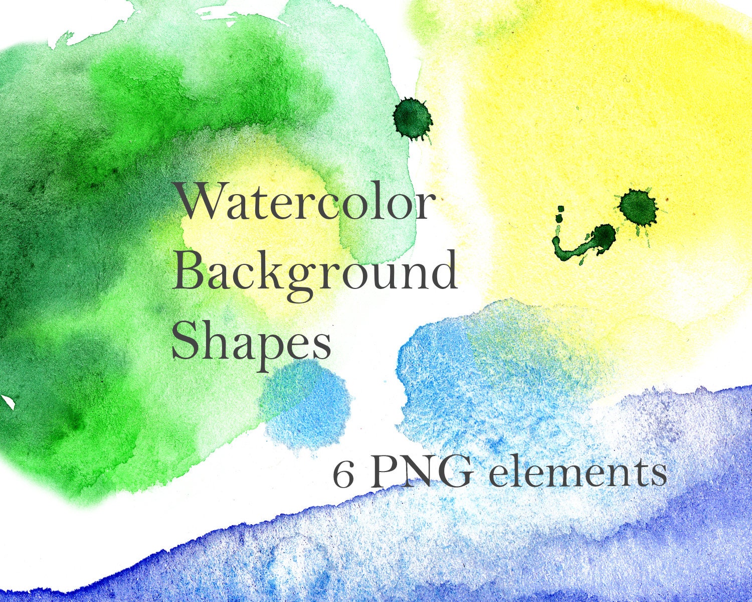 Emerald Green Watercolor Shapes for Background/ Green Paint Stain ...