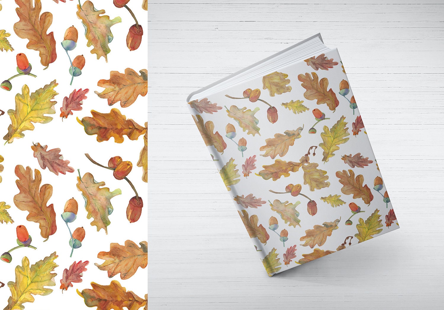 Watercolor Autumn Leaves Digital Paper Pack/ Seamless Patterns With Oak ...