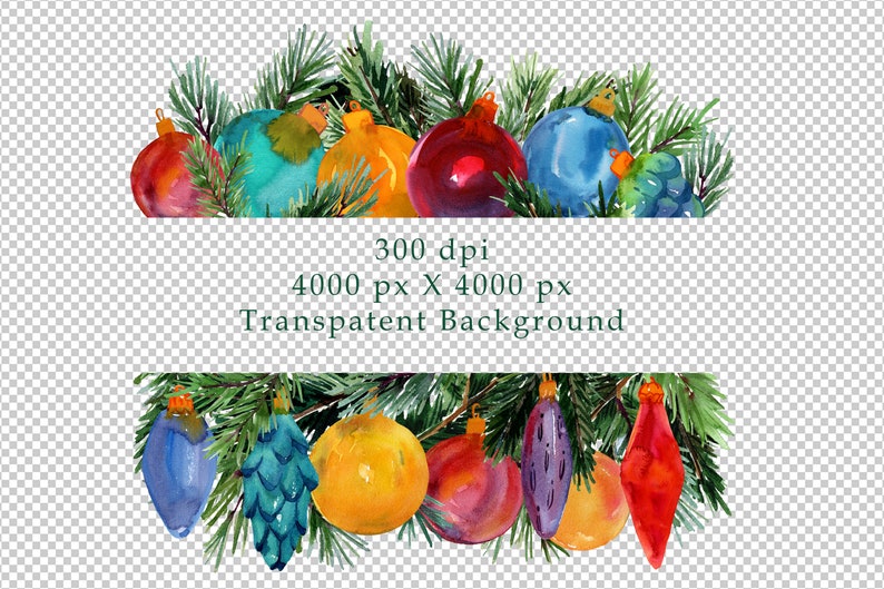 Watercolor Christmas Border Clipart/ Winter Decorative Frame for ...