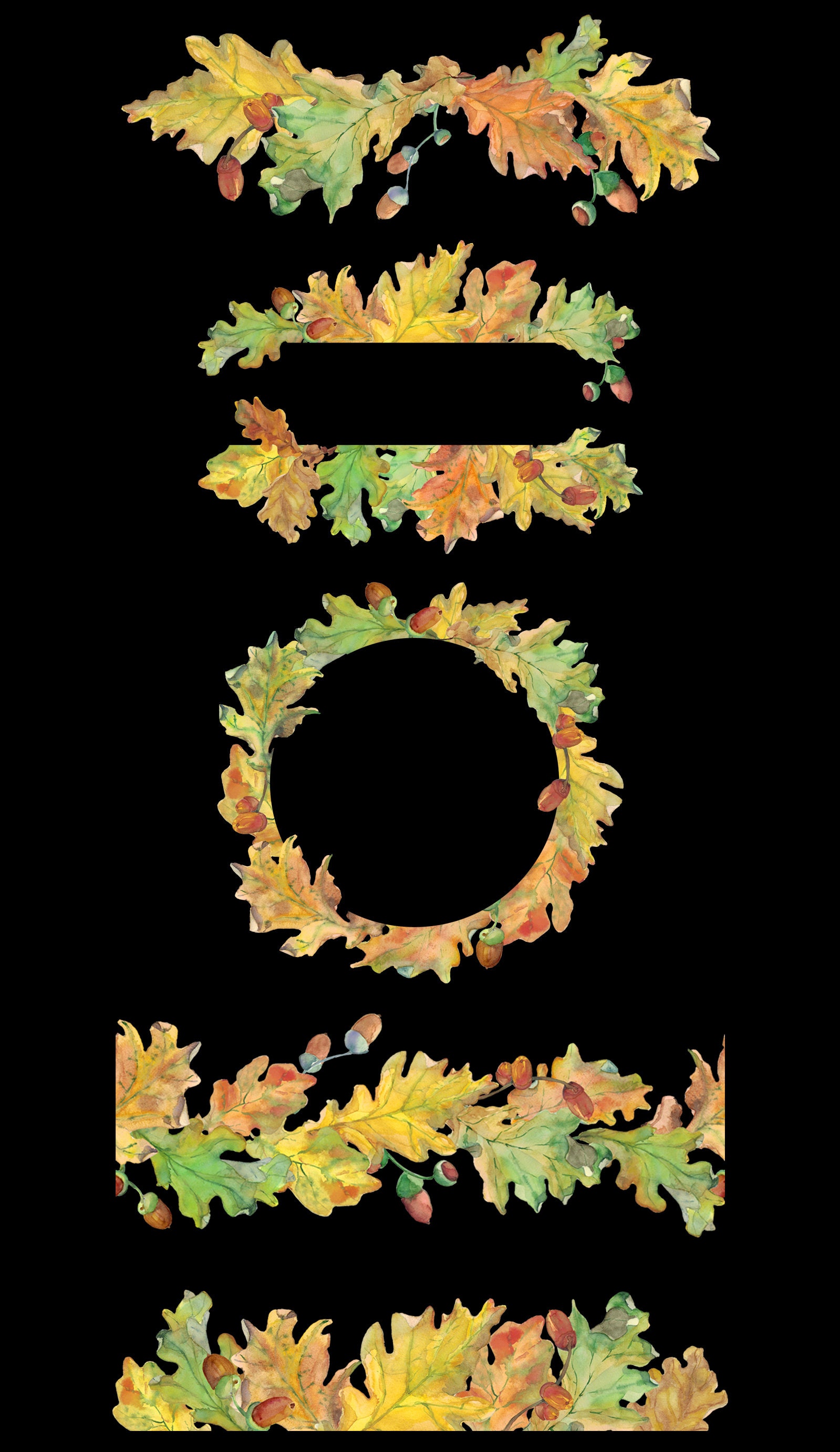 Watercolor Autumn Leaves Branches Clipart/ Digital Download Frames ...