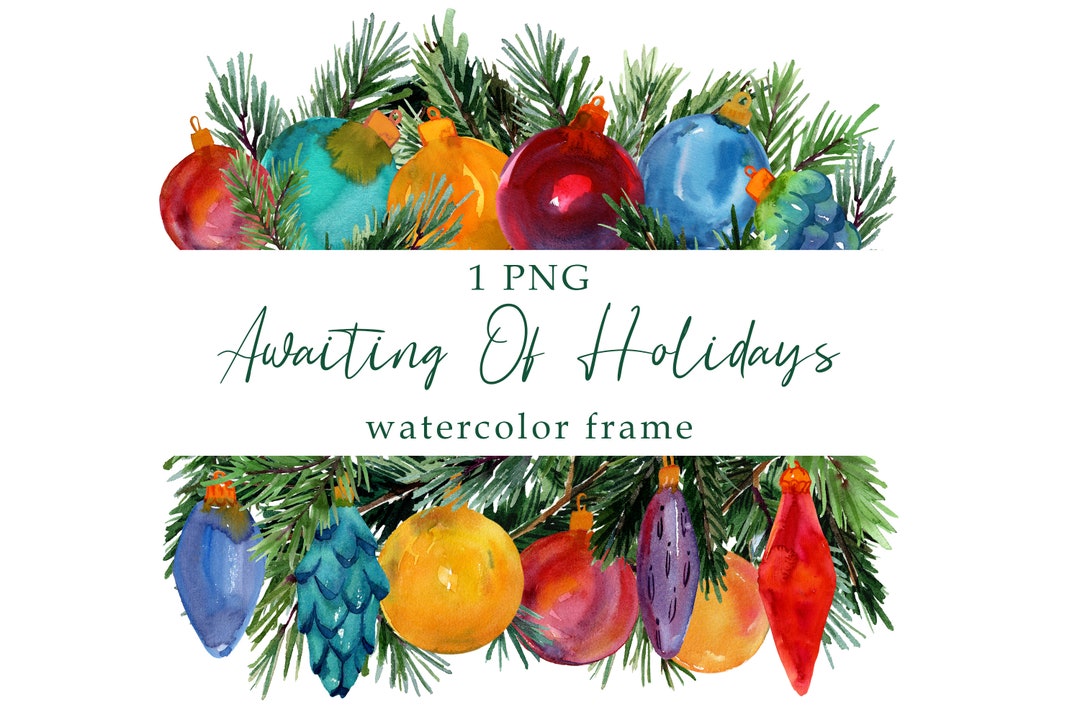 Watercolor Christmas Border Clipart/ Winter Decorative Frame for ...