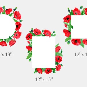 Watercolor Red Poppies Frames & Wreath Clipart/ Botanical Poppy Frame ...