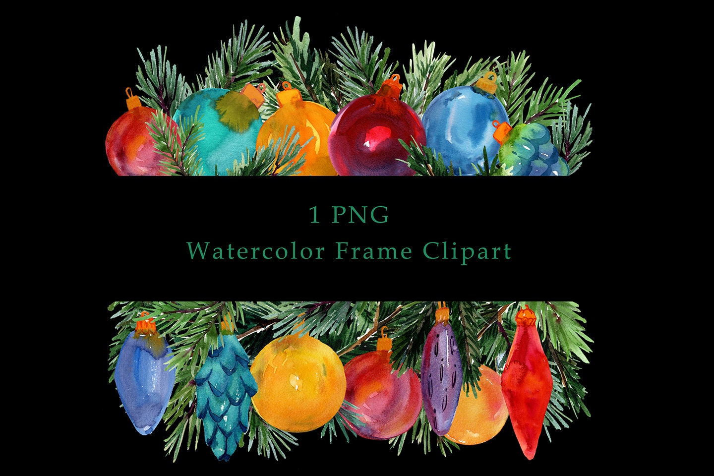 Watercolor Christmas Border Clipart/ Winter Decorative Frame for ...