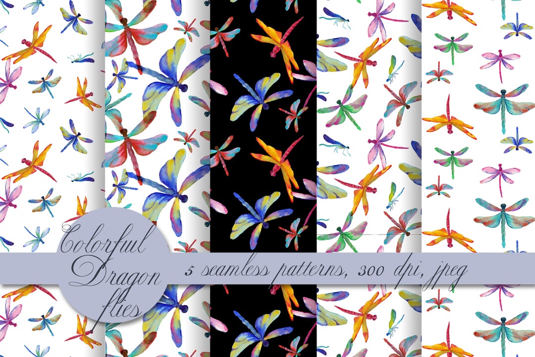 Watercolor Dragonflies Digital Paper/ Handpainted Dragonfly Printable ...