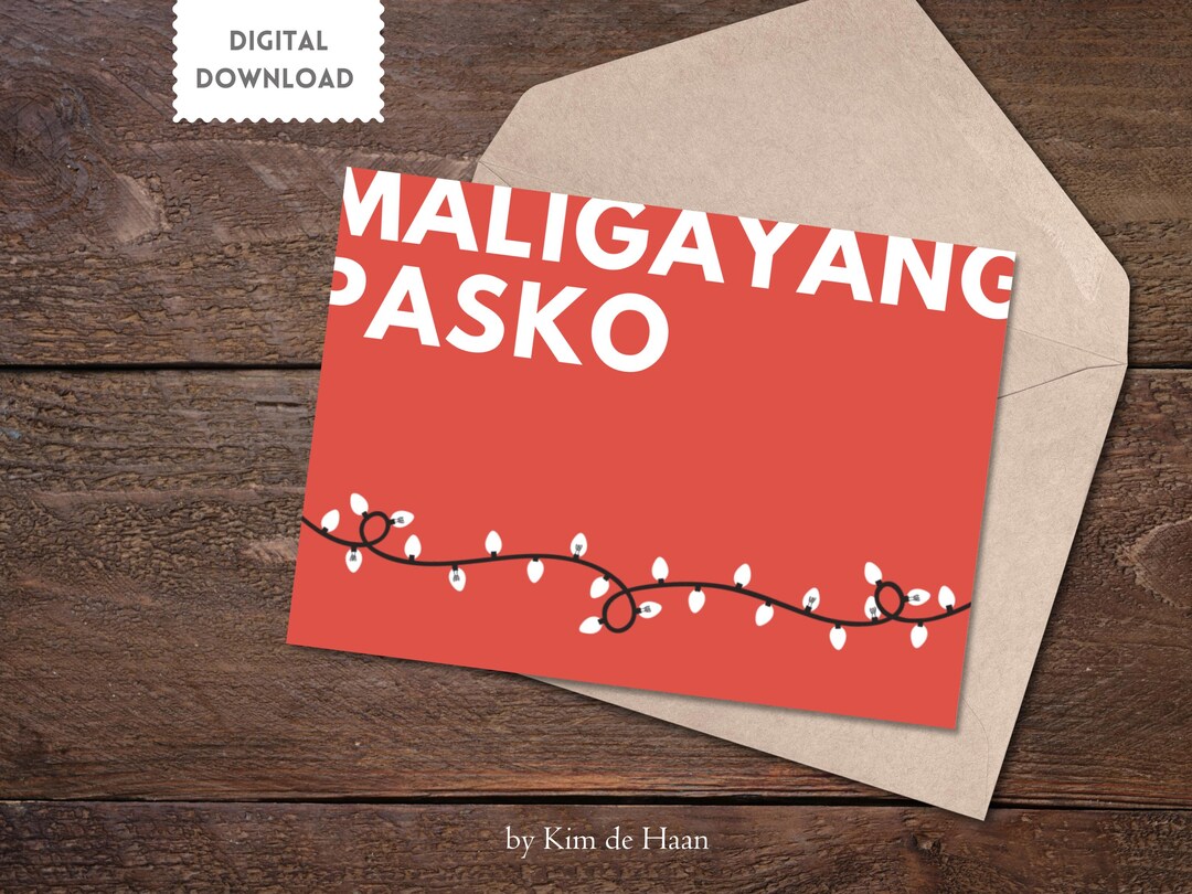 Maligayang Pasko 5x7 Card Multilingual Christmas Tagalog Merry ...
