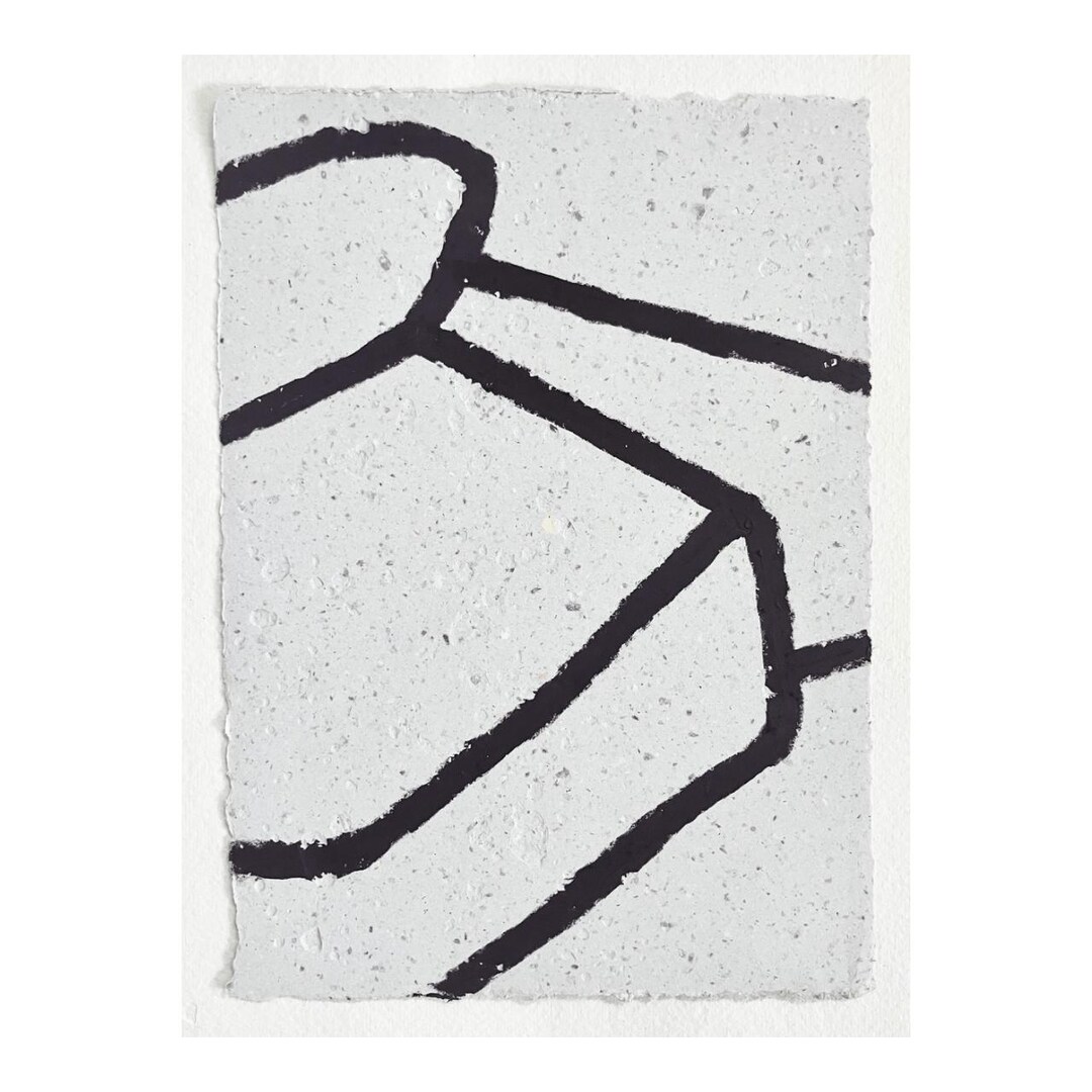 Minimalist Oil Pastel Drawing: Abstract Organic Art on Handmade Paper ...
