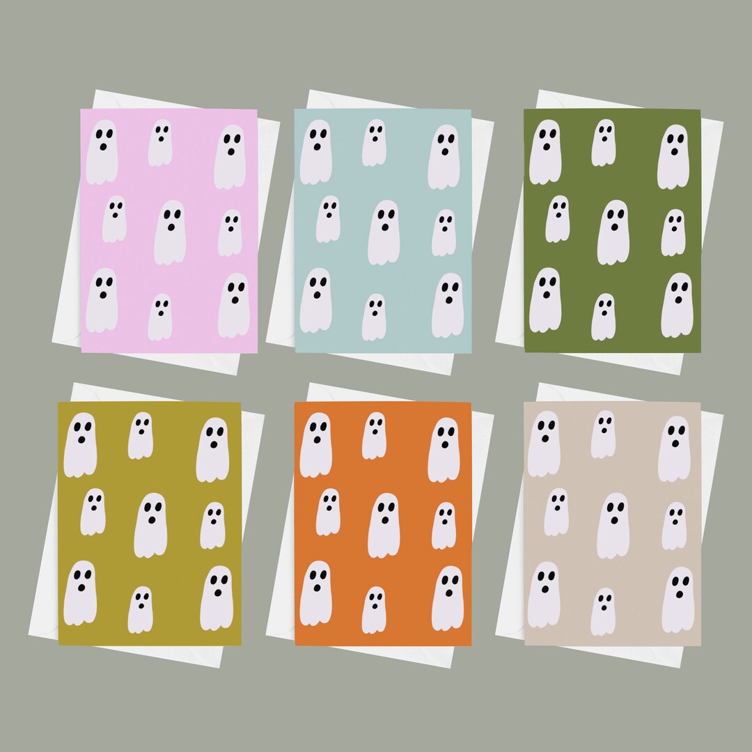 Spooky Ghost Cards Halloween Blank Greeting Card Set 6 or 10 | Ghost ...