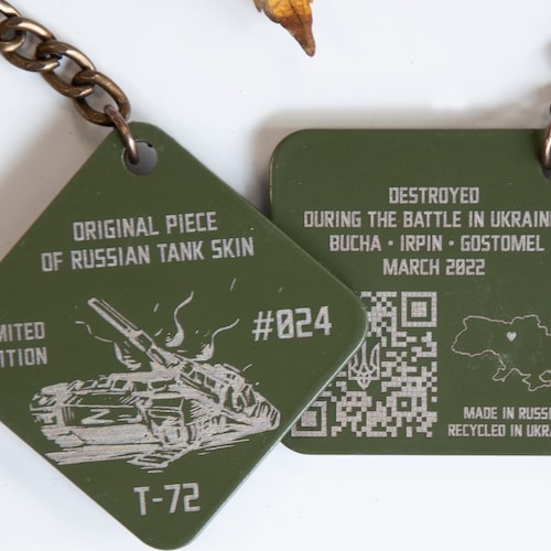 Ukraine Keychain Piece of Russian Tank Skin Made in Ukraine - Etsy