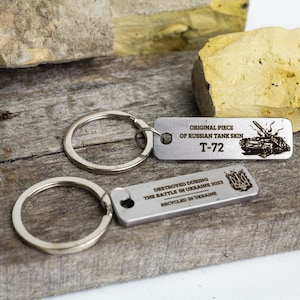 Ukraine Keychain Made From Piece of Destroyed Russian Tank, Military ...