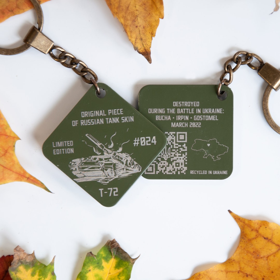 Ukraine Keychain, Piece of Russian Tank Skin, Made in Ukraine, Custom ...