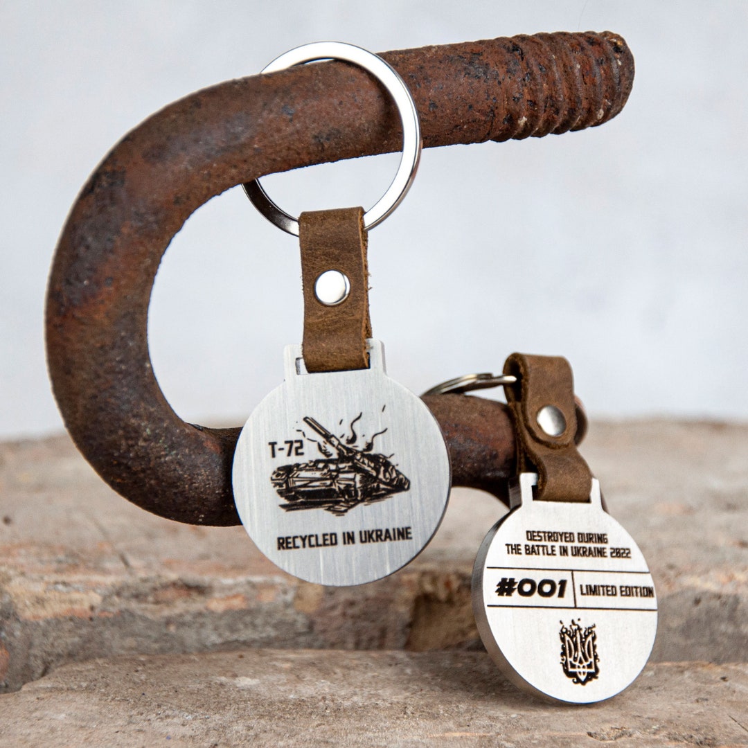 Custom Keychain for Men, Piece of Real Russian Tank, Ukraine Trophy ...