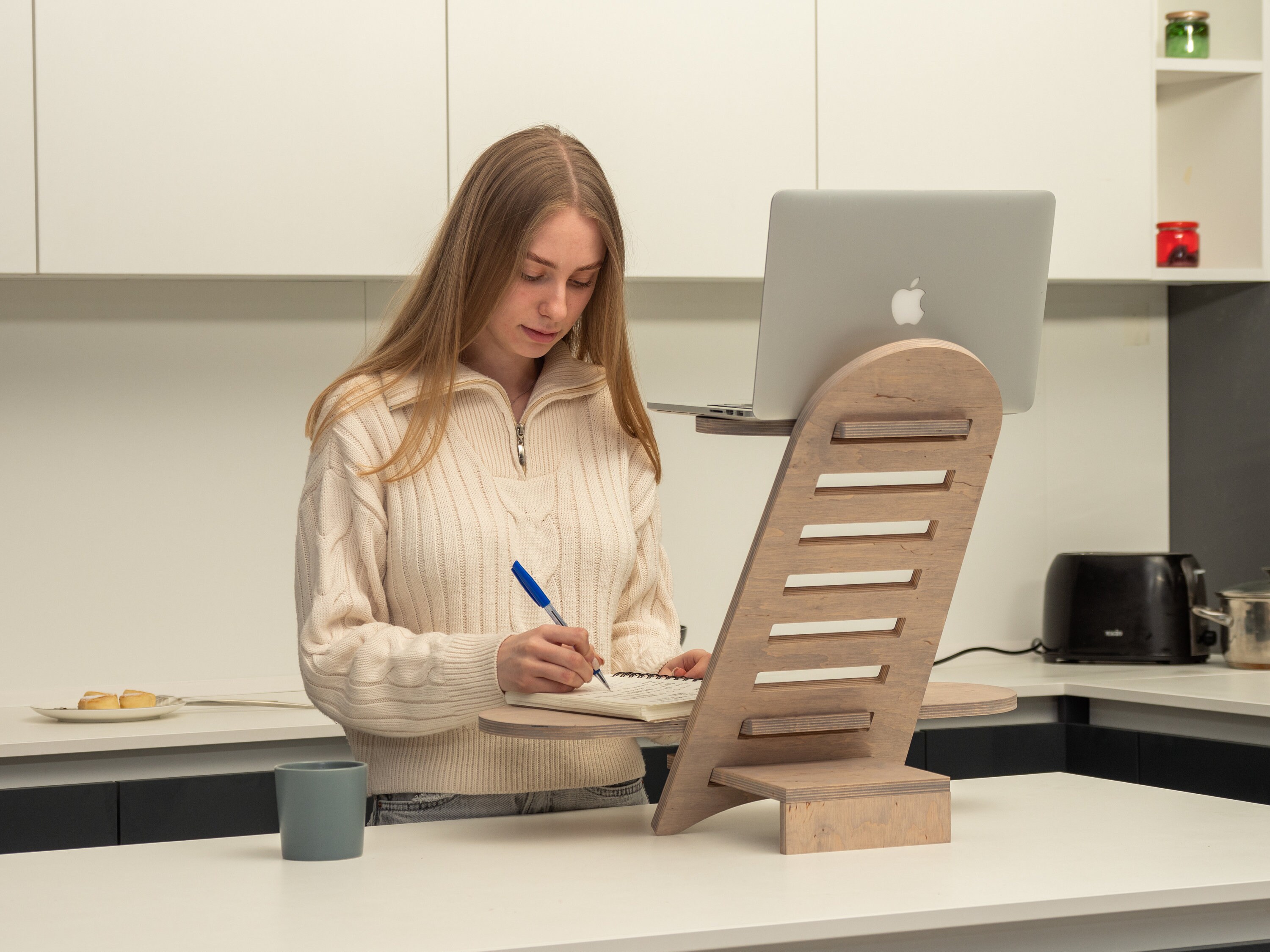 Adjustable Birch Plywood Standing Desk, Laptop Stand With Storage - Etsy