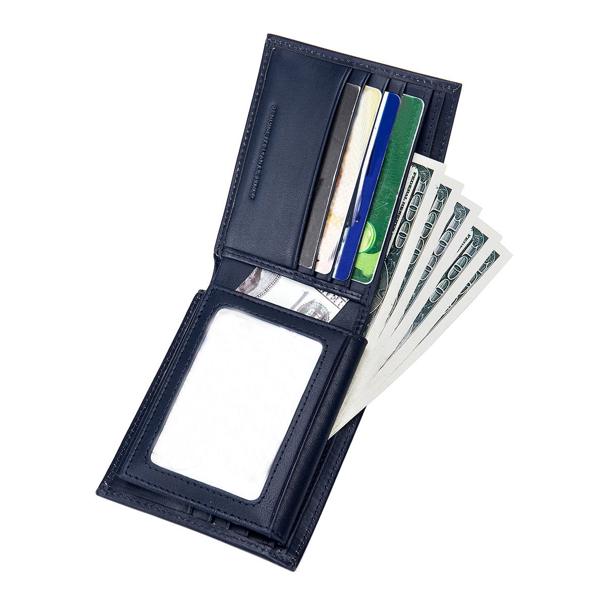 ENZODESIGN, Italian Leather, Slim Bifold Wallet, 8 Card Slot, Flip Over ...