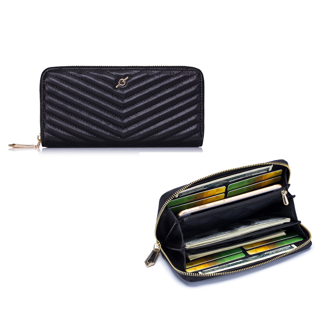 ENZODESIGN, Soft Touch, Lamb Skin, Quilted Leather, Zip Around Long ...