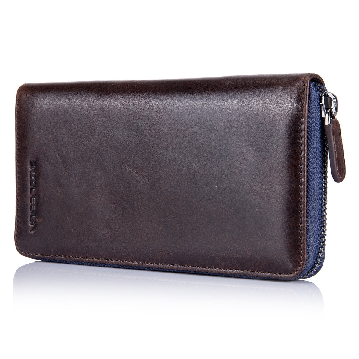 ENZODESIGN, Full Grain Soft Leather, Zip Around Wallet, Cell Phone ...