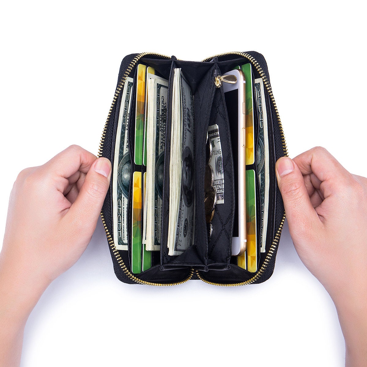 ENZODESIGN, Soft Touch, Lamb Skin, Quilted Leather, Zip Around Long ...