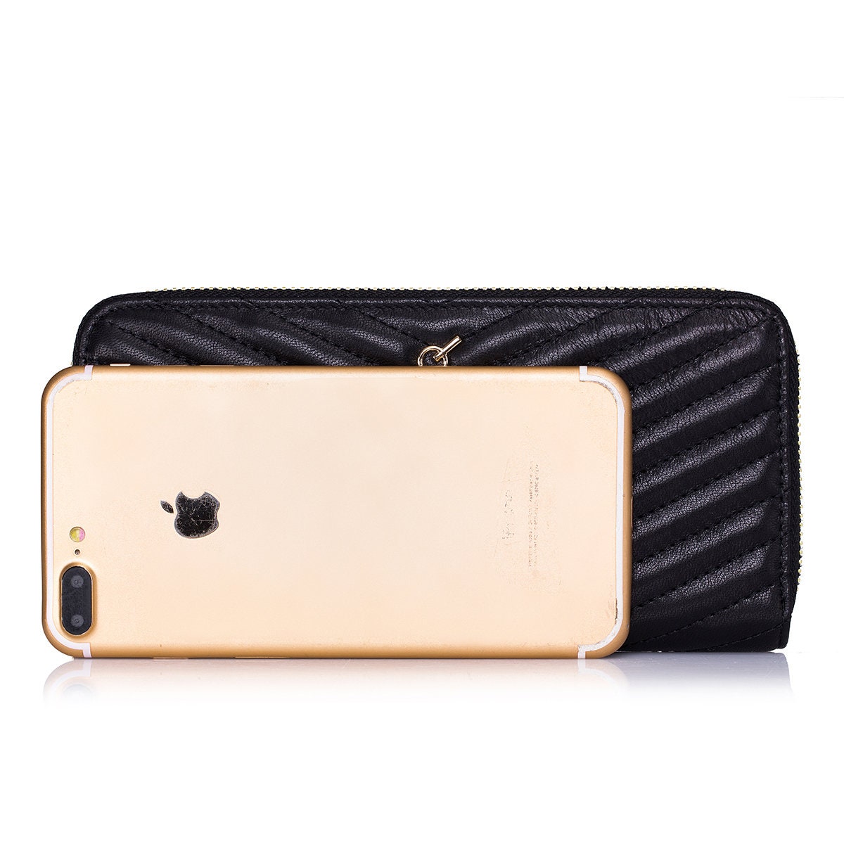 ENZODESIGN, Soft Touch, Lamb Skin, Quilted Leather, Zip Around Long ...