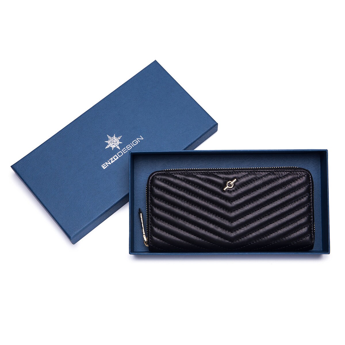 ENZODESIGN, Soft Touch, Lamb Skin, Quilted Leather, Zip Around Long ...