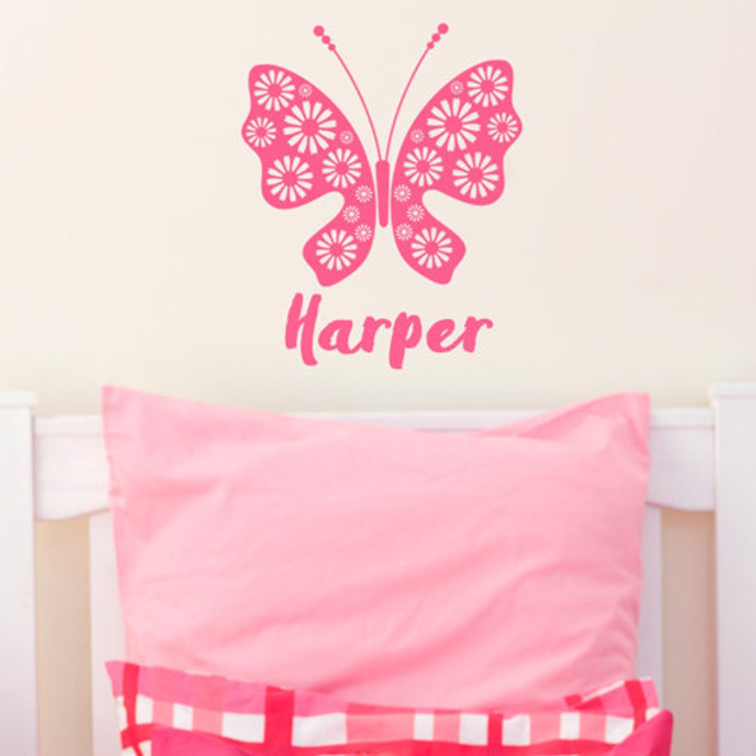 Personalised Butterfly Name Wall Sticker, Butterfly Name Wall Decal ...