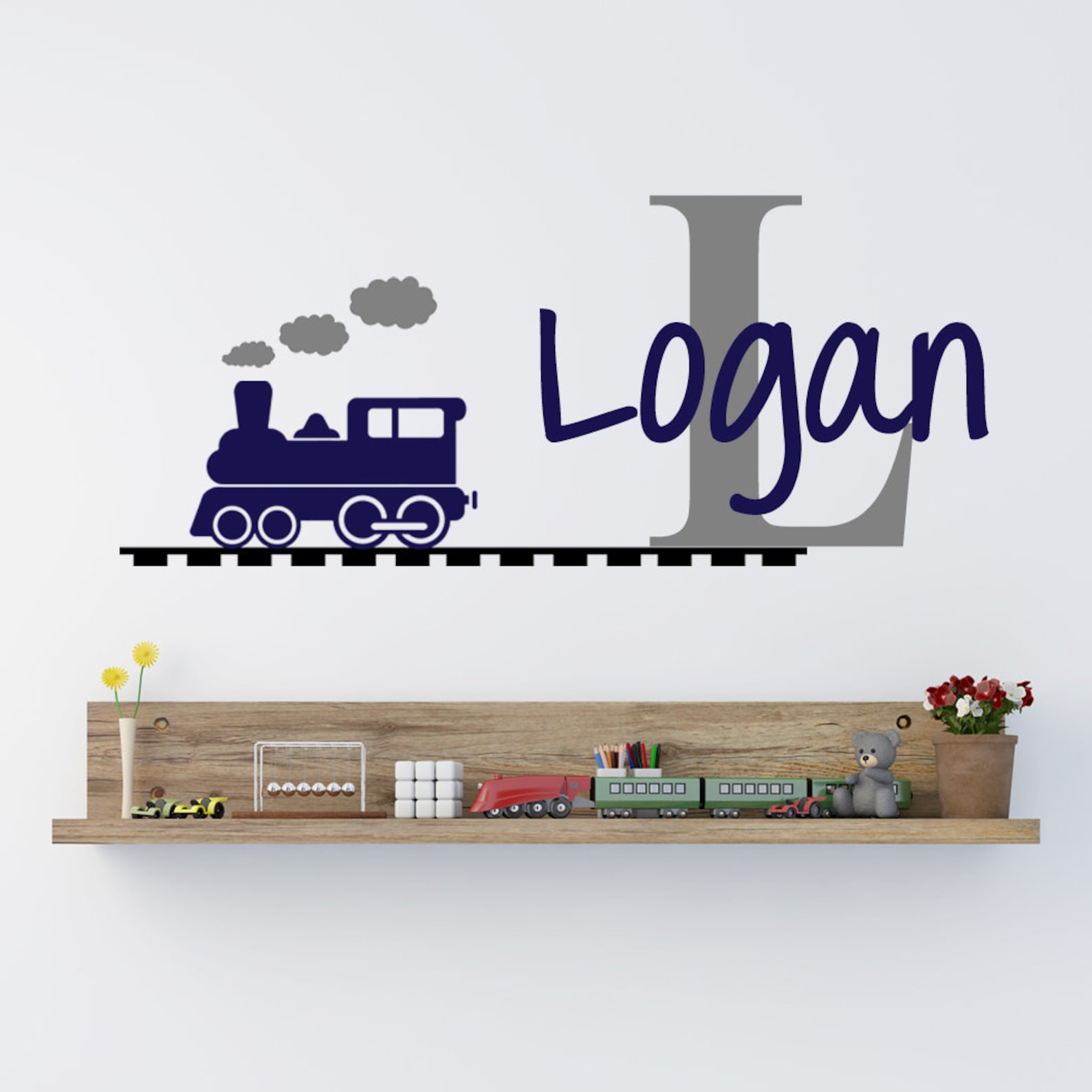 Personalised Train Wall Sticker, Name Train Wall Sticker, Kids Train ...