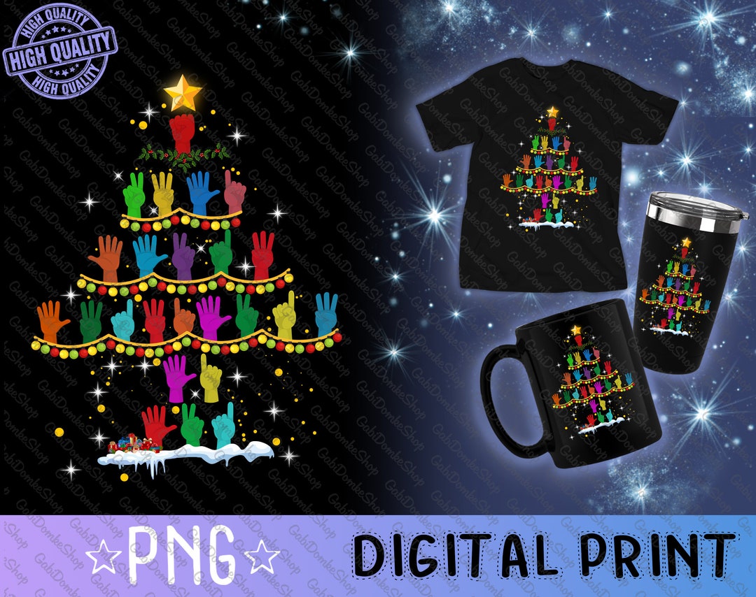 American Sign Language Christmas Tree Png Merry (Download Now) - Etsy
