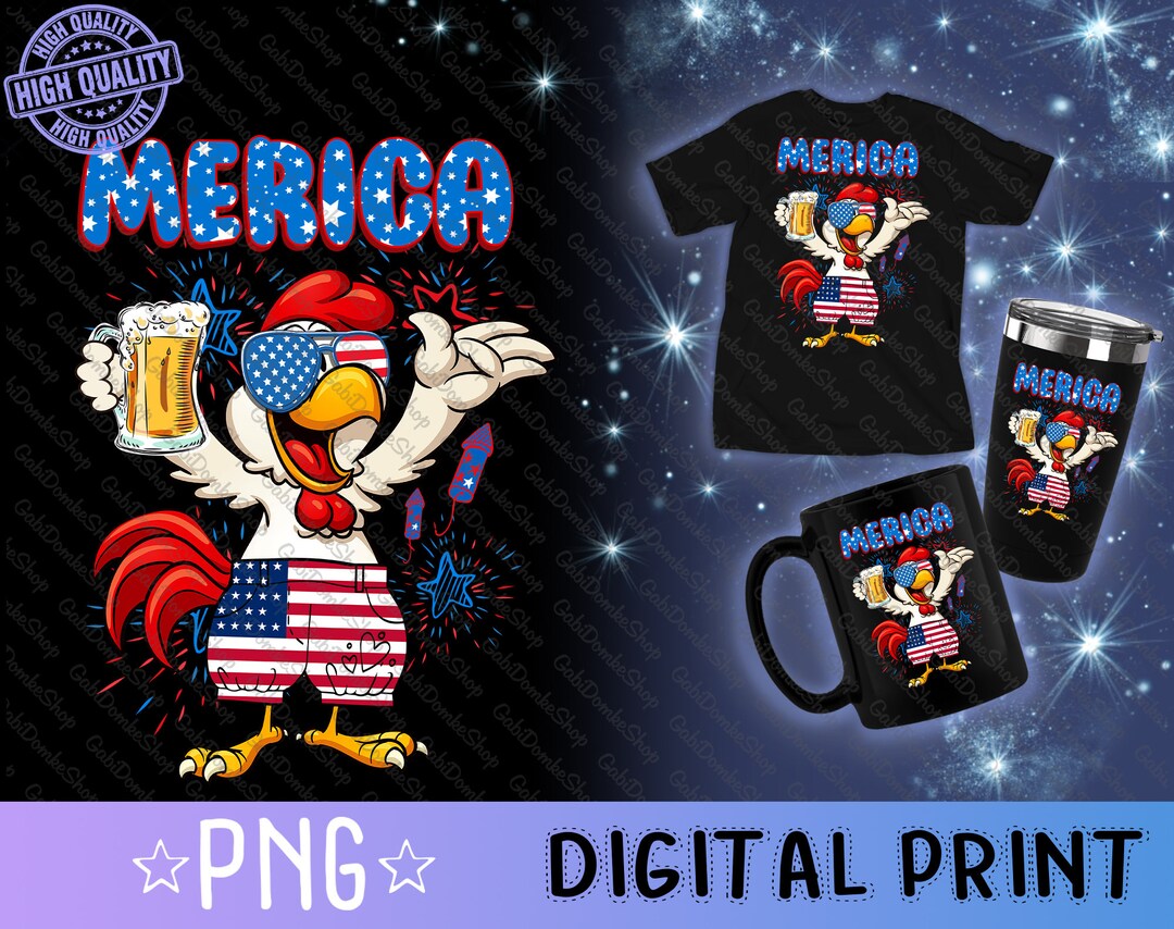 Merica Chicken Png All American Chick Patriotic Chicken Png - Etsy