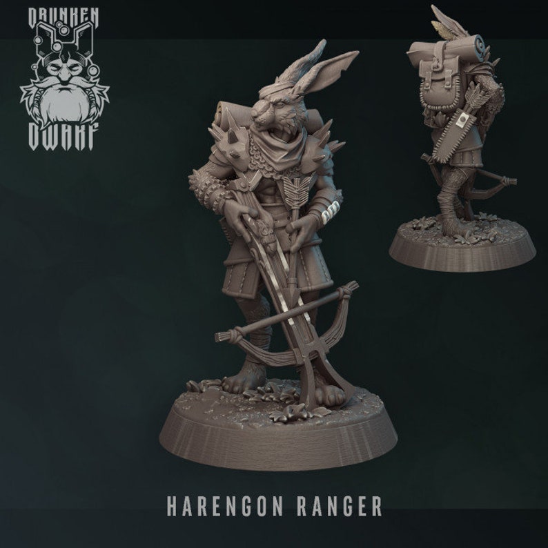 Harengon Ranger Warrior Rabbit Crossbow Wielder Paintable - Etsy