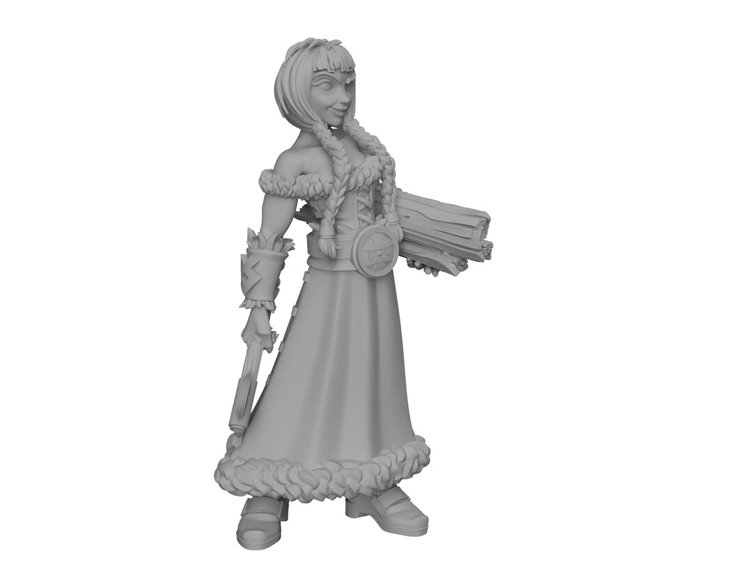 Viking Village Axe Wielding Girl Carrying Firewood Miniature Models by ...