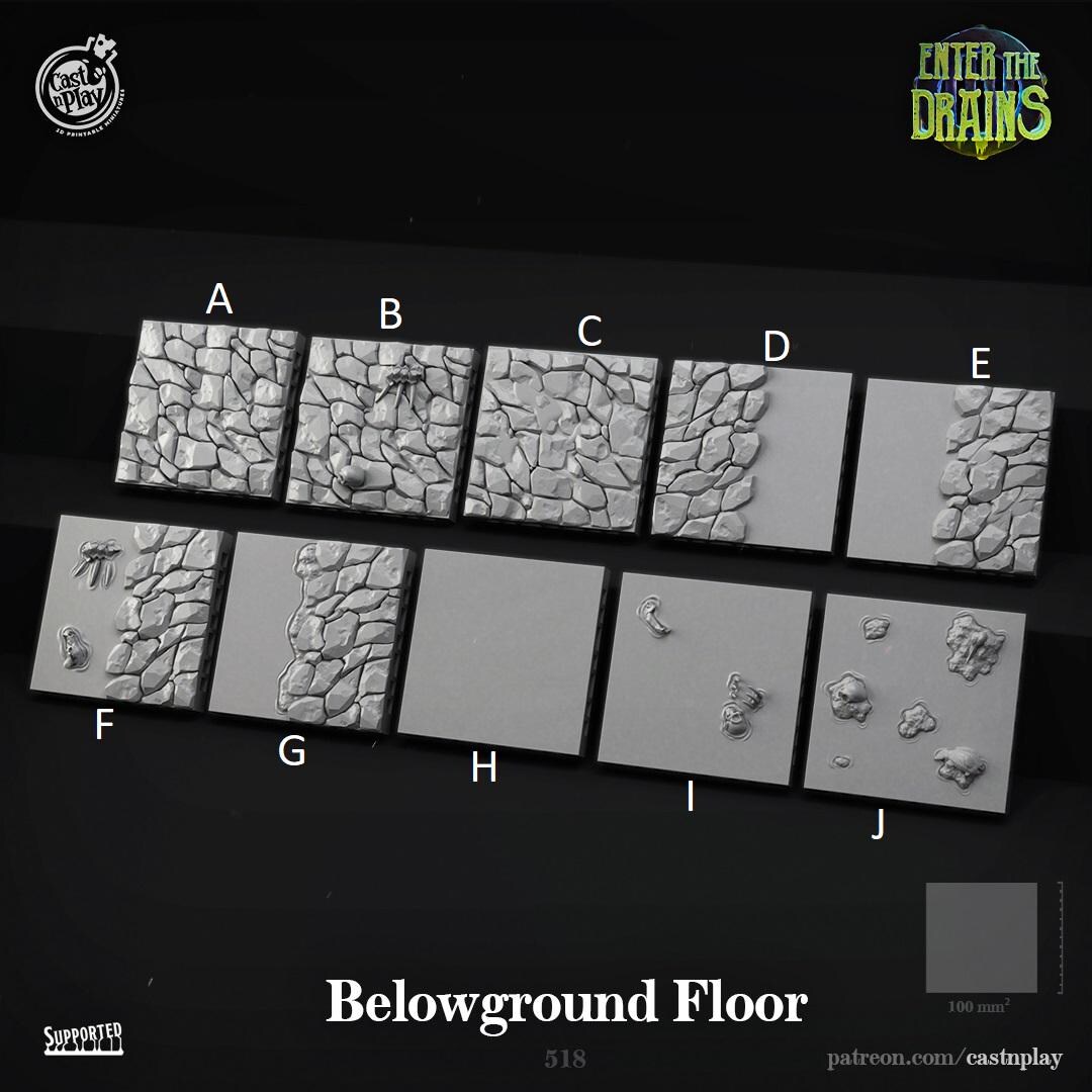 Modular Dungeon Sewer Grate Manhole Stone Tiles Paintable 3D Printed ...