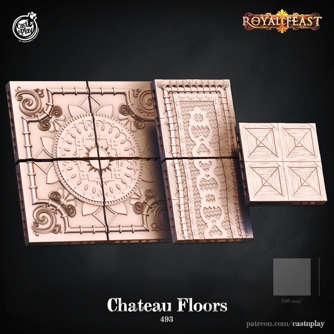 Modular Castle Chateau Carpet Ornate Wood Floor Tiles Paintable 3D ...