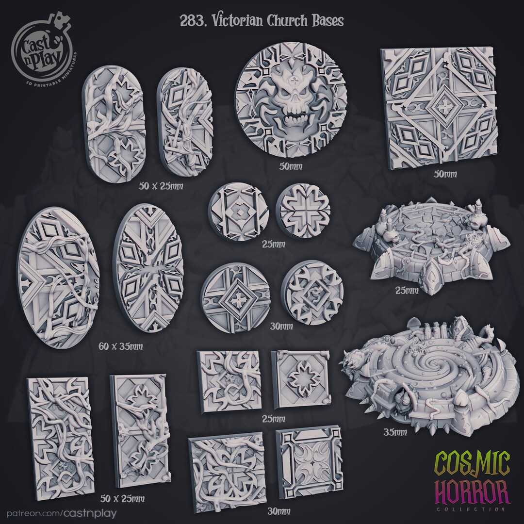 Horror Style Miniature Model Bases Circle, Oval, Rectangle, Square ...