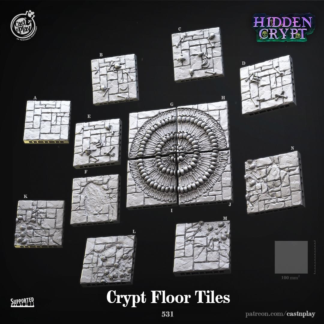 Modular Crypt Graveyard Skeleton Remain Stone Tiles Paintable 3D ...