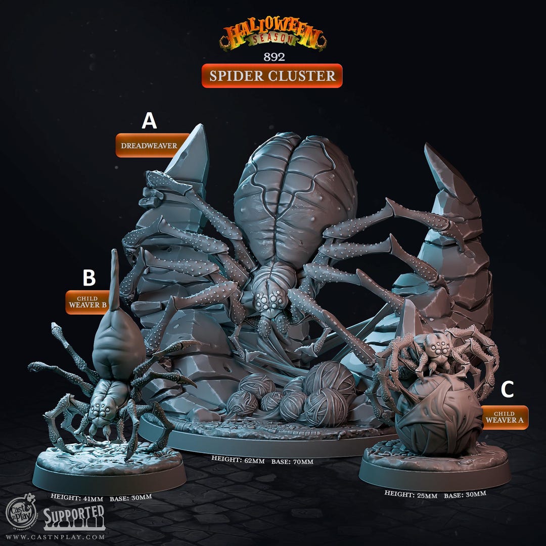 Spider Cluster 32mm Scale: Supernatural Horror Shelob Monster Paintable ...
