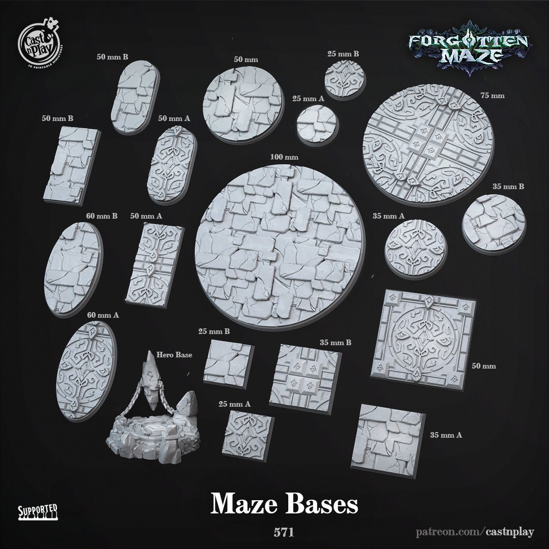 Magic Maze Style Miniature Model Bases Circle, Oval, Rectangle, Square ...