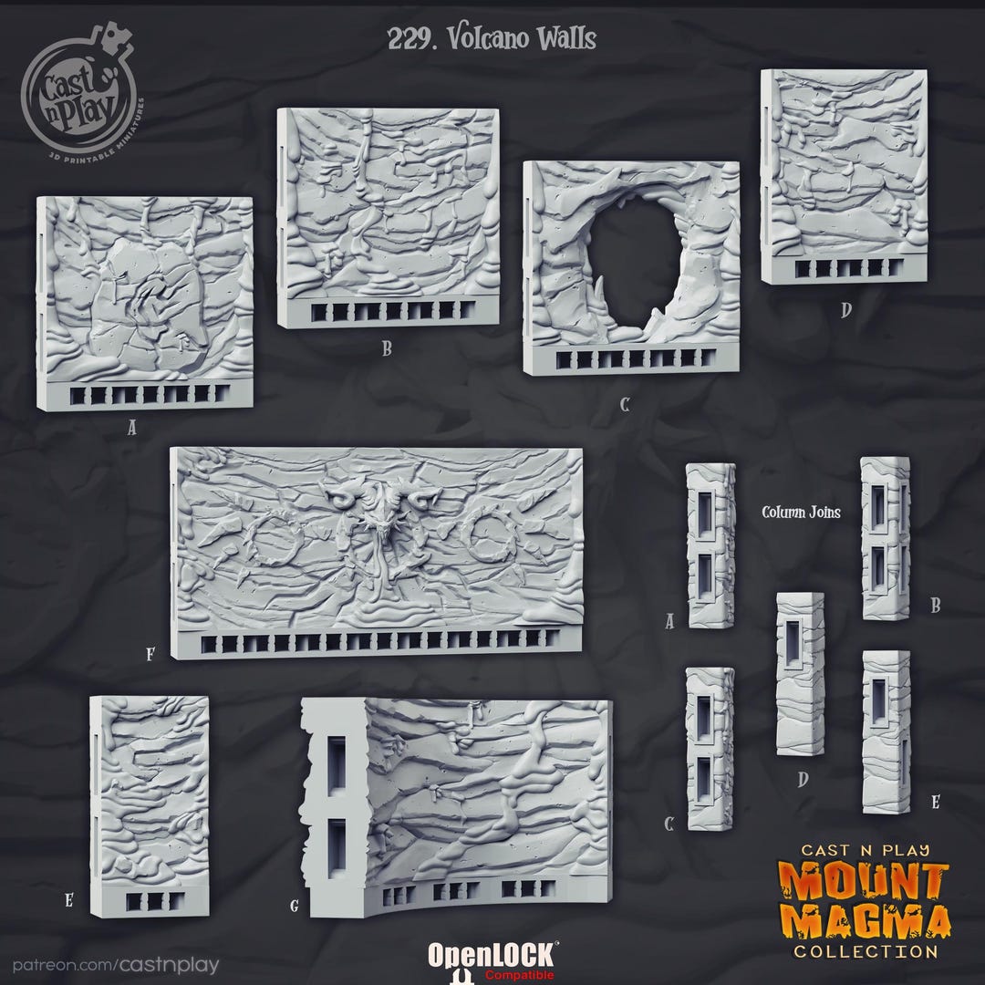 Modular Volcano Lava Tiles Paintable 3D Printed With Plant Based Resin ...