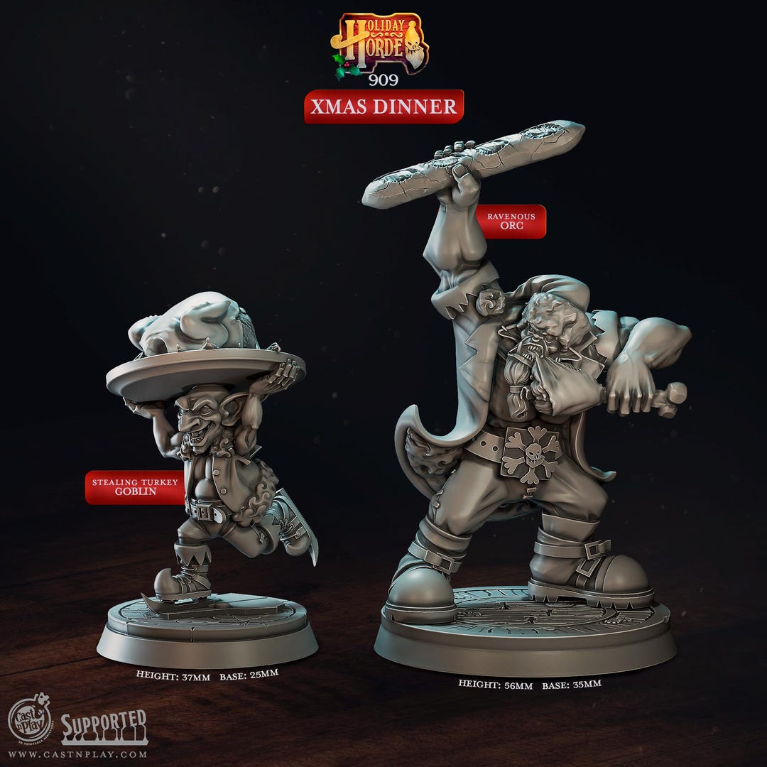 Orc Goblin Serving Eating Christmas Dinner Paintable Miniature 3D ...